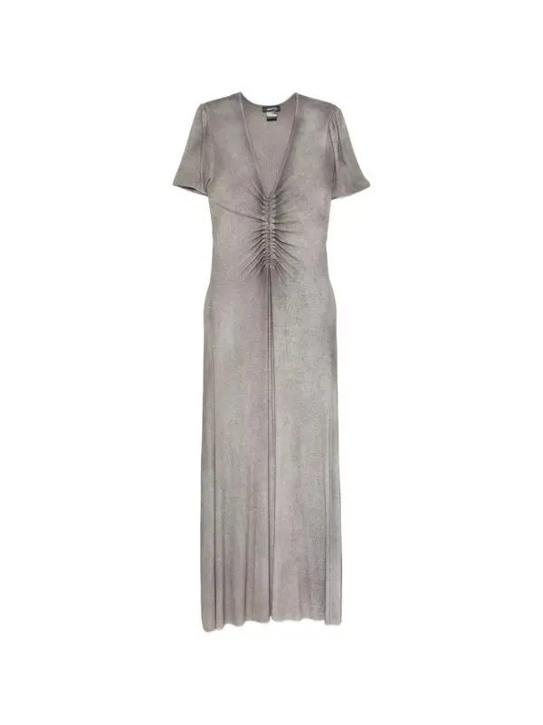 Avant Toi Ruched Ribbed Maxi Dress