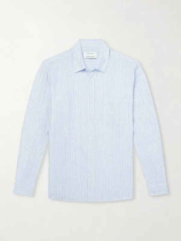 Frescobol Carioca Striped Linen Shirt - Blue