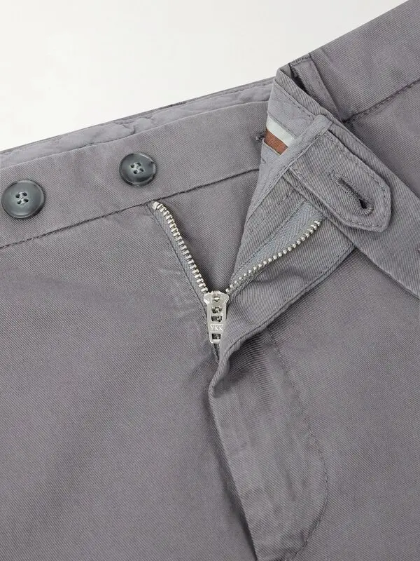 Canali Slim-fit Stretch Cotton-blend Gabardine Trousers - Gray