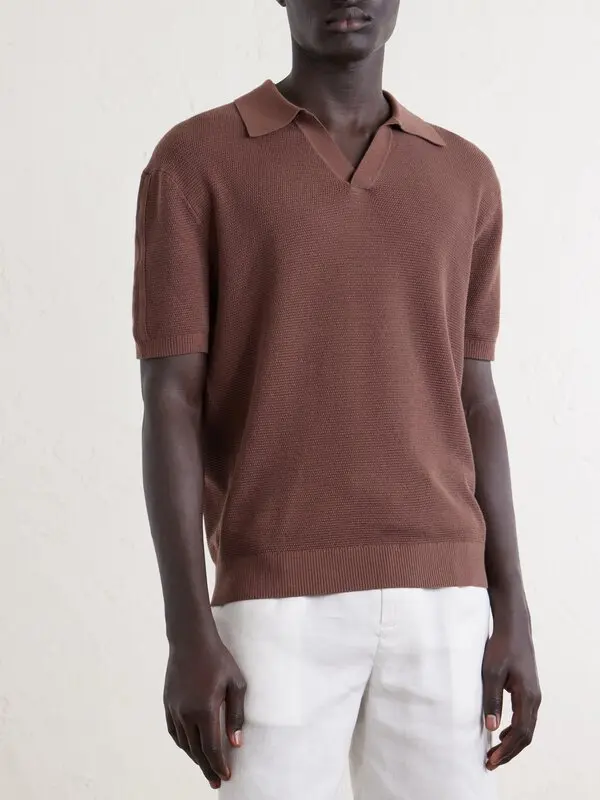 Frescobol Carioca Rino Knitted Cotton Polo Shirt - Brown