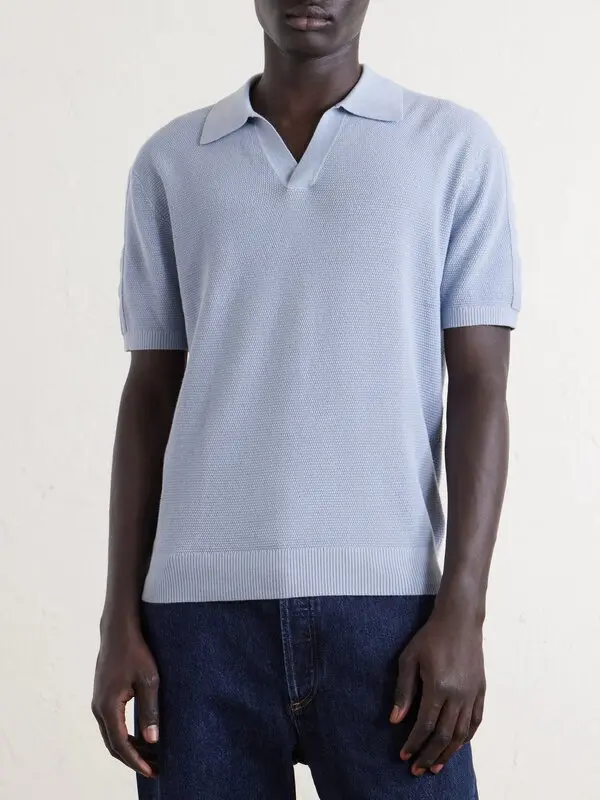 Frescobol Carioca Rino Knitted Cotton Polo Shirt - Blue