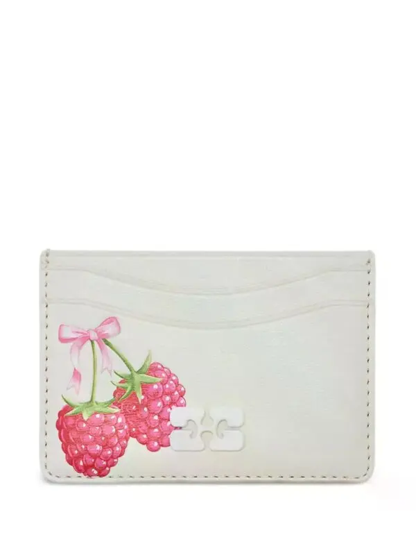 GANNI Strawberry-print Cardholder - Neutrals