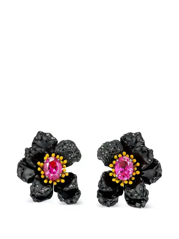 ANABELA CHAN Poppy Multi-stone Clip-on Earrings - Silver