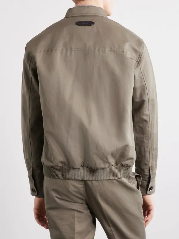 Brioni Linen And Cotton-blend Bomber Jacket - Neutrals