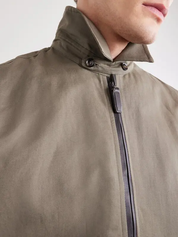 Brioni Linen And Cotton-blend Bomber Jacket - Neutrals