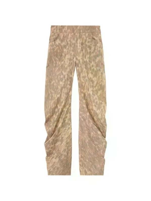 GANNI Leopard Print Flared Trousers - Neutrals