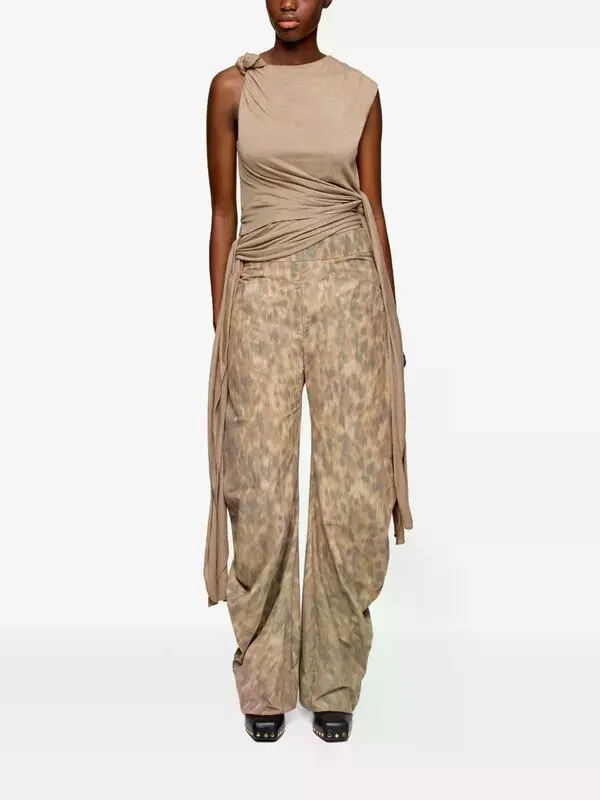 GANNI Leopard Print Flared Trousers - Neutrals