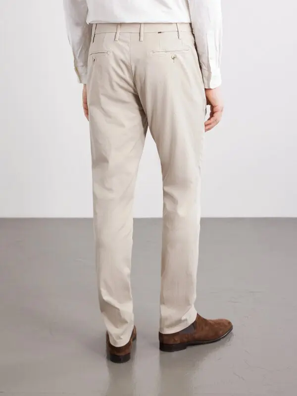 Canali Slim-fit Stretch Cotton-blend Gabardine Trousers - Neutrals