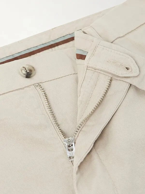 Canali Slim-fit Stretch Cotton-blend Gabardine Trousers - Neutrals