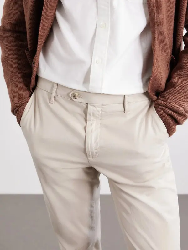 Canali Slim-fit Stretch Cotton-blend Gabardine Trousers - Neutrals