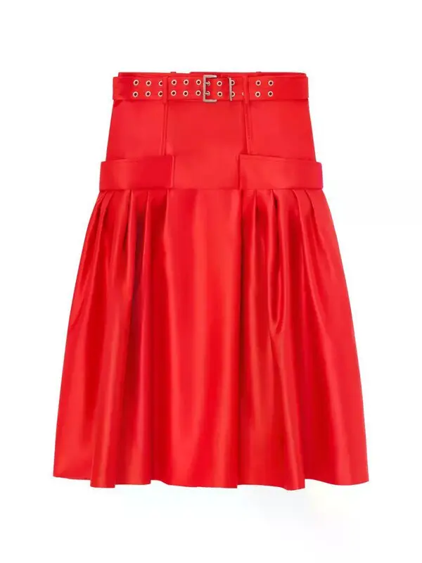 GANNI Duchess Satin Skirt - Red