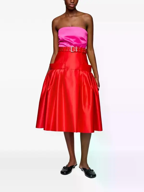 GANNI Duchess Satin Skirt - Red