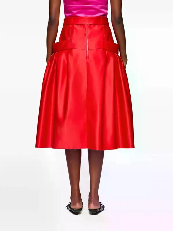 GANNI Duchess Satin Skirt - Red