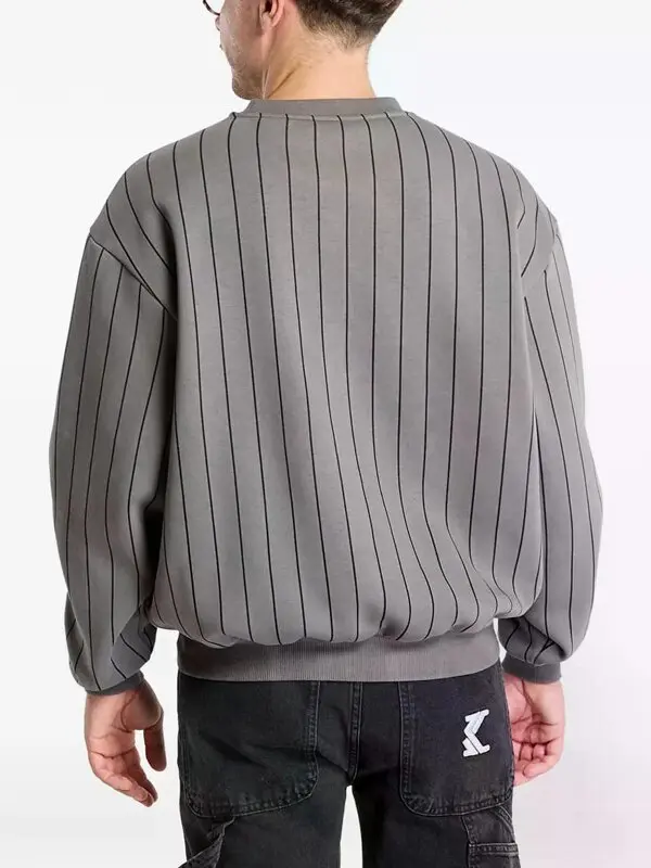 KARL KANI Autograph Pinstripe Embroidered-logo Sweatshirt