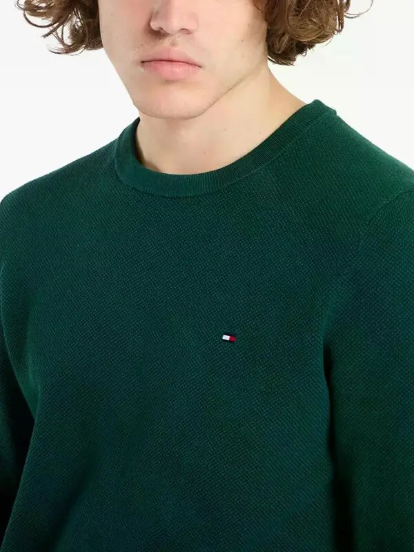 Tommy Hilfiger Logo-patch Waffle-knit Sweater - Green