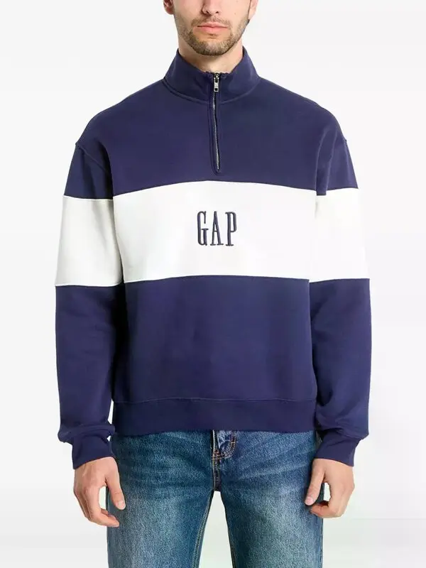 Gap Logo-embroidered Color-block Sweater - Blue