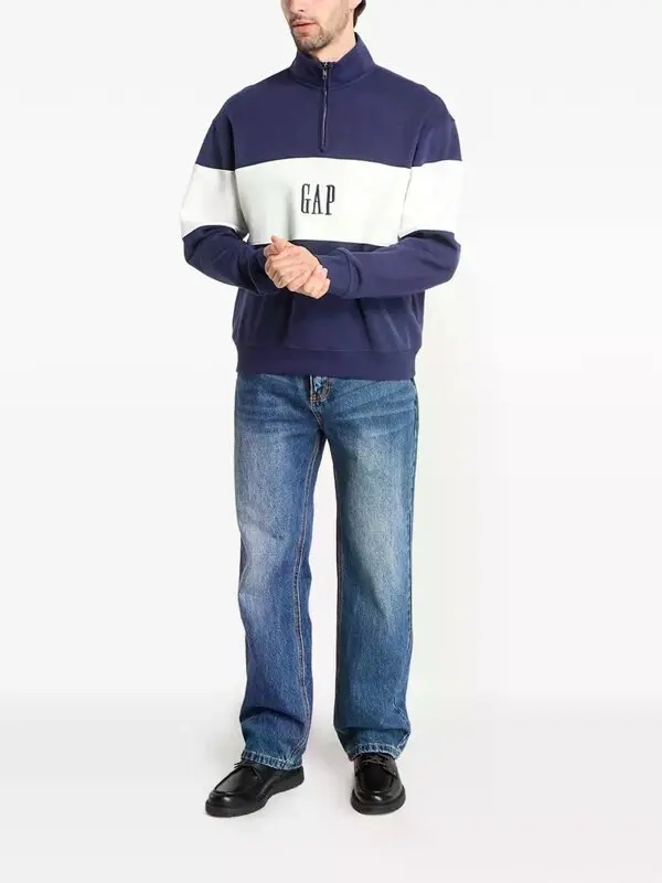 Gap Logo-embroidered Color-block Sweater - Blue