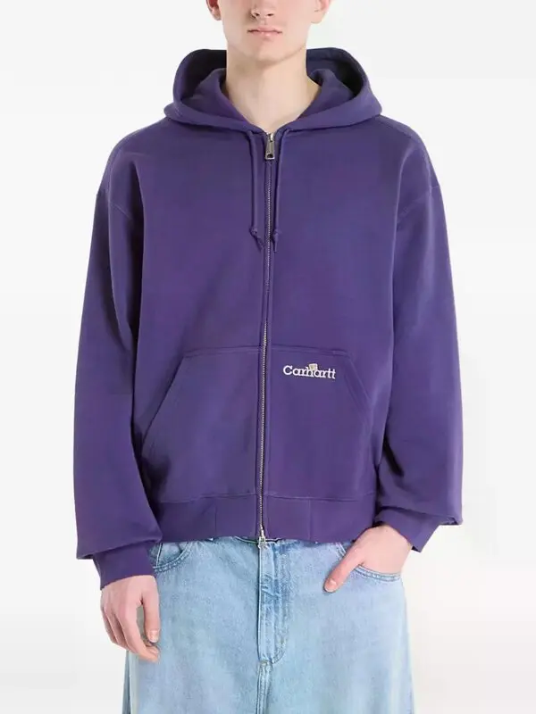 Carhartt Work In Progress Logo-embroidered Zip-up Hoodie - Purple