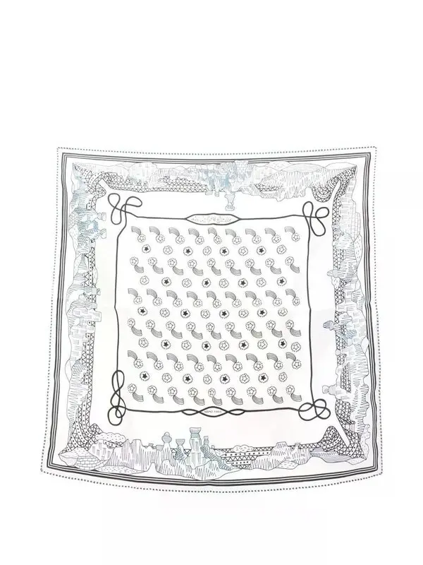 Hermès 2010s Les Canyons Étoilés Scarf - White
