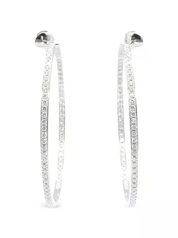 Cartier 2010s Diamond Hoop Earrings - Silver