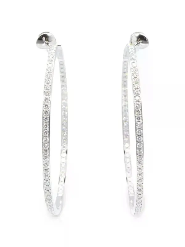 Cartier 2010s Diamond Hoop Earrings - Silver
