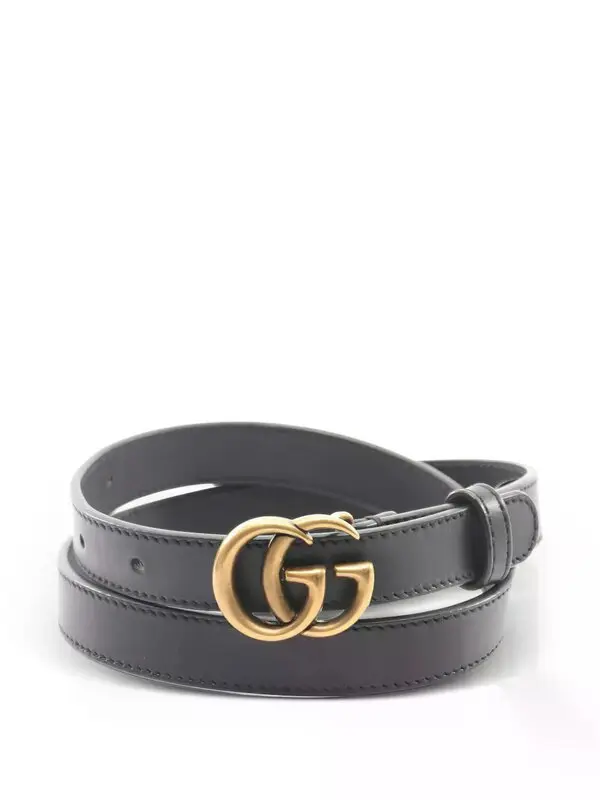 Gucci 2010s Double G Leather Belt - Black