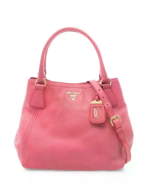 Prada Vitello Daino Two-way Leather Tote Bag - Pink