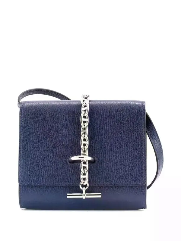 Hermès Chaine D'ancre Compact Wallet On Strap Chevre Mysore - Blue