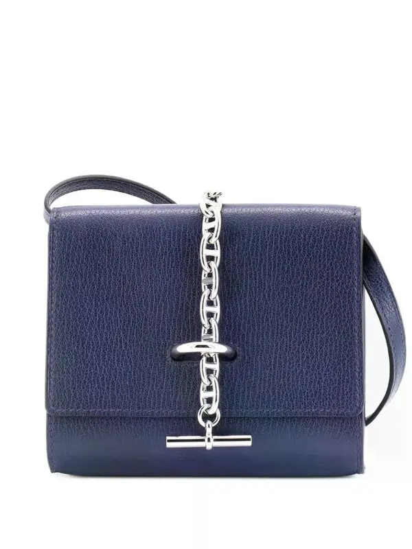 Hermès Chaine D'ancre Compact Wallet On Strap Chevre Mysore - Blue