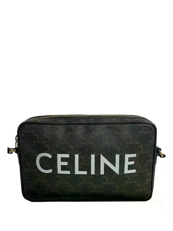 Celine 2022 Medium Triomphe Logo Crossbody Bag - Black