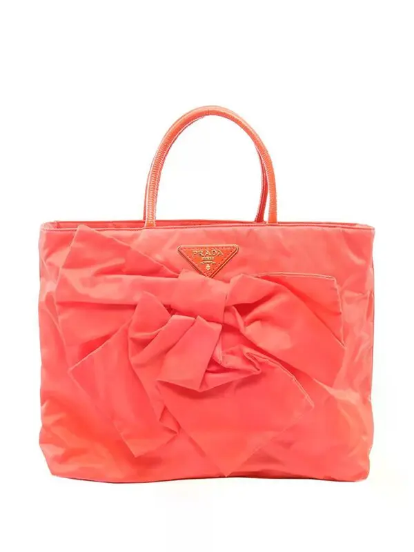 Prada 2010-2026 Tessuto Fiocco Bow Tote Bag - Orange