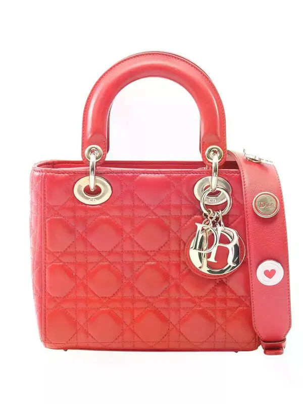 Dior 2010-2026 Small Calfskin Cannage My Abcdior Lady Satchel - Red