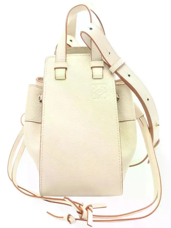 Loewe 2022 Mini Grained Calfskin Drawstring Hammock Satchel - White