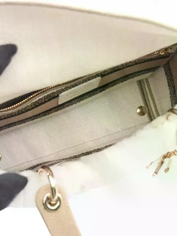 Dior Medium Shearling Lady D-lite Satchel - White