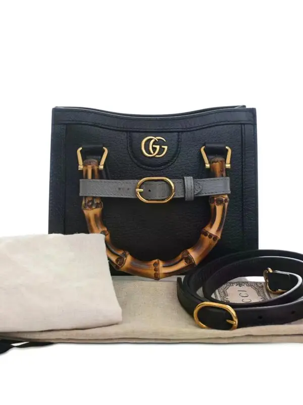 Gucci Small Calfskin Bamboo Diana Satchel - Black