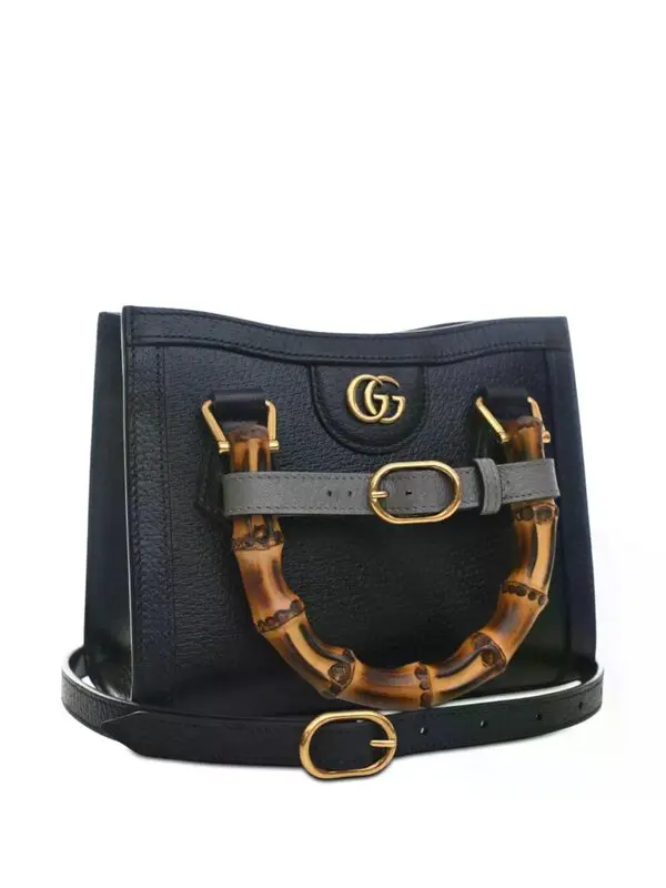 Gucci Small Calfskin Bamboo Diana Satchel - Black