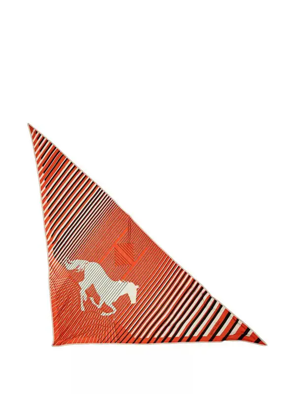 Hermès 2021-2025 Triangular H Au Galop Silk Scarf Scarves - Orange
