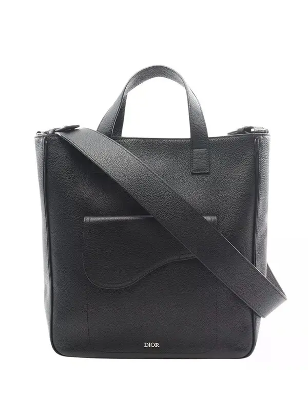 Dior 2010-2026 Leather Saddle Tote Bag - Black