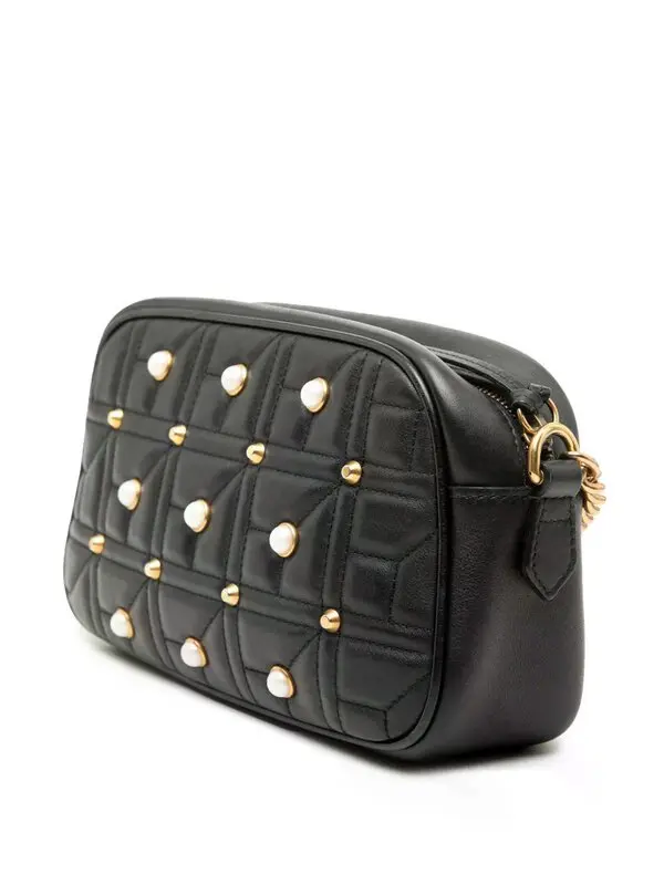 Gucci Gg Marmont Matelasse Leather Pearl Studded Crossbody Bag - Black