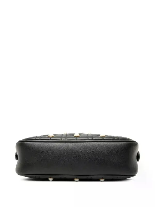 Gucci Gg Marmont Matelasse Leather Pearl Studded Crossbody Bag - Black