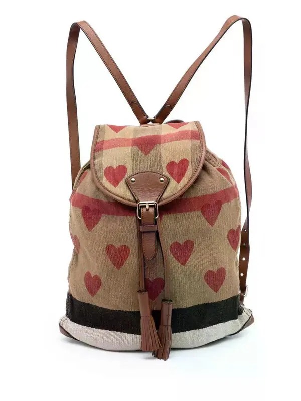 Burberry Mega Check Canvas Chiltern Hearts Backpack