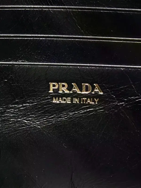Prada 2013-2026 Leather Logo Wallet On Strap - Black