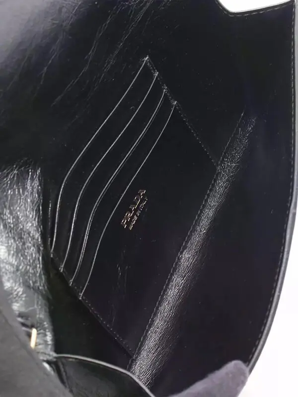 Prada 2013-2026 Leather Logo Wallet On Strap - Black