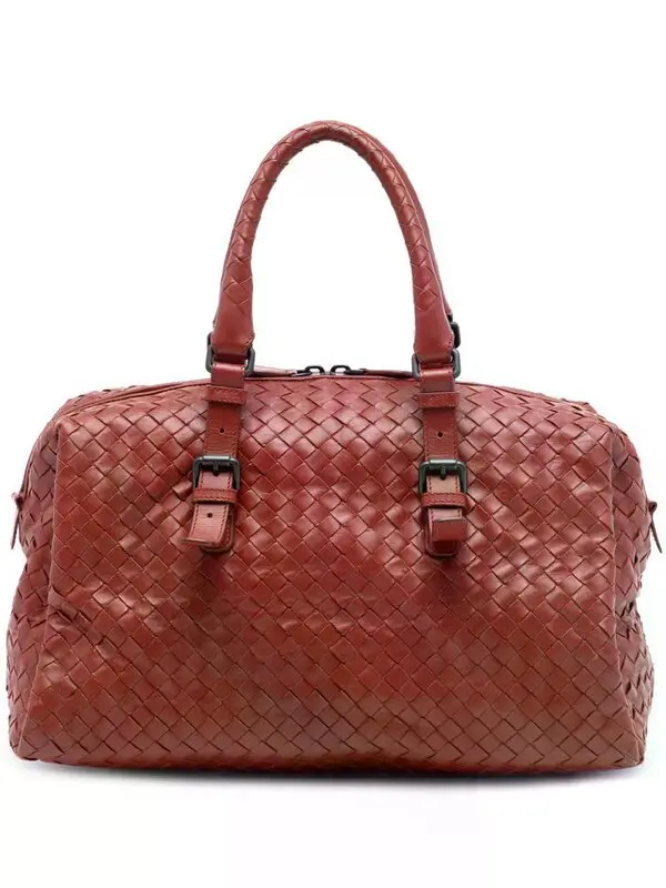 Bottega Veneta Nappa Intrecciato Boston Bag - Red