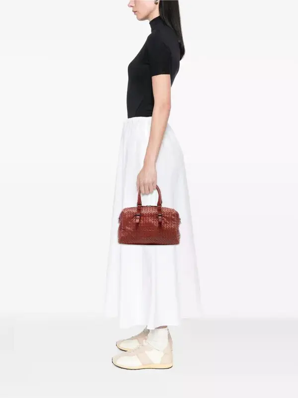 Bottega Veneta Nappa Intrecciato Boston Bag - Red
