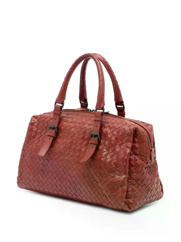 Bottega Veneta Nappa Intrecciato Boston Bag - Red