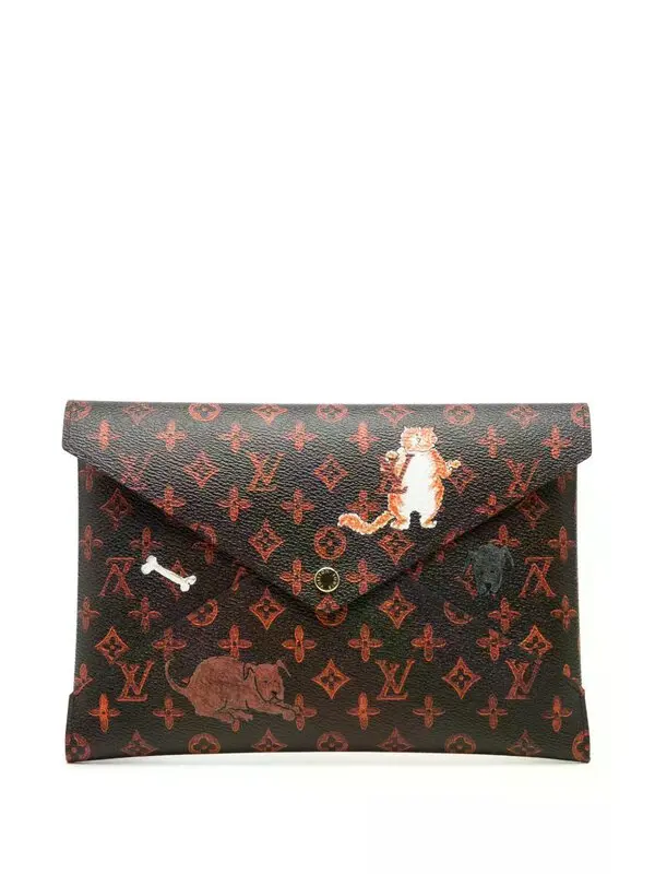 LOUIS VUITTON 2018 Grace Coddington Catogram Kirigami Pochette Set Clutch Bag - Brown
