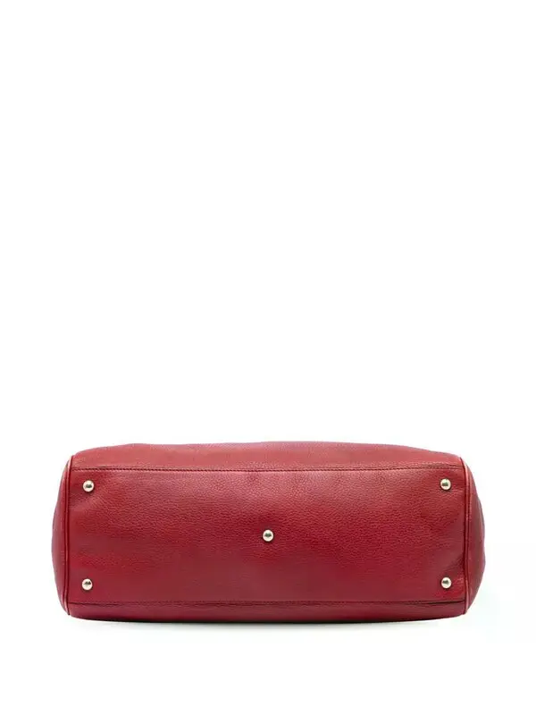 Gucci Large Calfskin Bamboo Shopper Satchel - Red