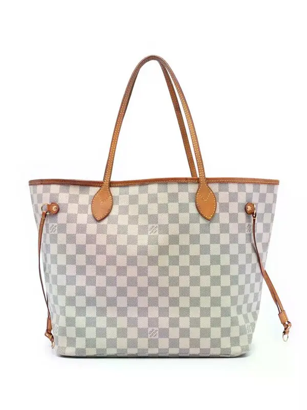 LOUIS VUITTON Damier Azur Neverfull Mm Tote Bag - White