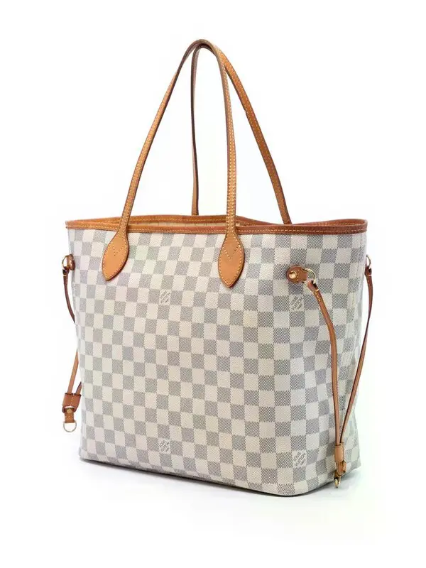 LOUIS VUITTON Damier Azur Neverfull Mm Tote Bag - White